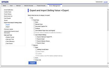 Exporting Settings Using Web Config