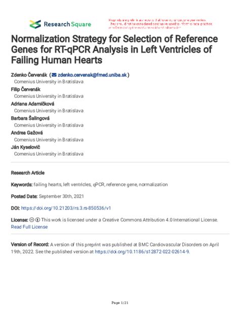 Pdf Normalization Strategy For Selection Of Reference Genes For Rt Qpcr Analysis In Left