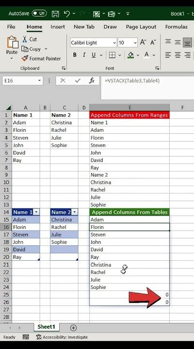 Ms Excel Dynamic Vstack Function Youtube