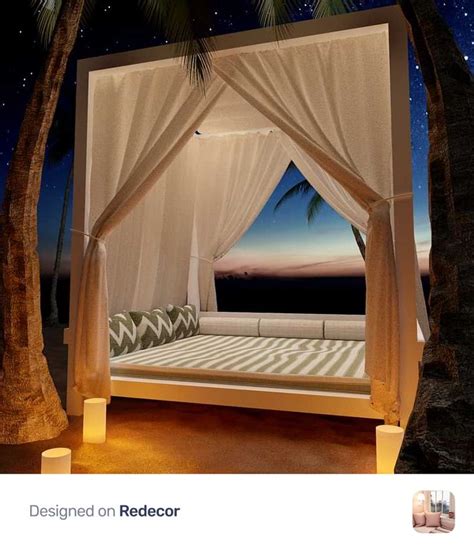 Outdoor Bed Under Palm Tree