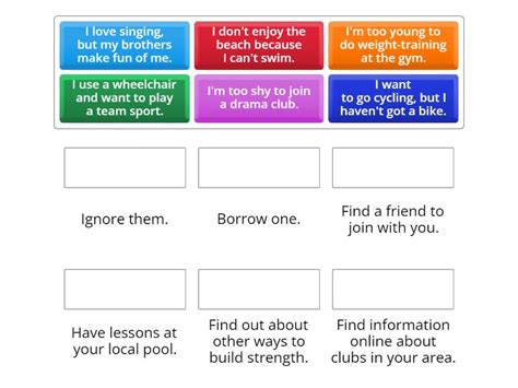 Lesson 10 Ex 4 Match The Problems 1 6 With The Advice Match Up