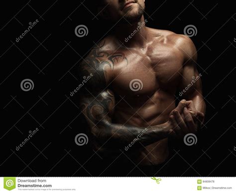 Strong Athletic Man Showes Naked Muscular Body Stock Photo Image Of Body Bodybuilder