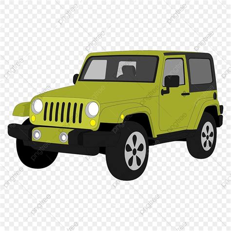 오리지널 만화 일러스트 벡터 교통수단 녹색 지프차 자동차 요소 자동차 차 손으로 그린 Png 일러스트 및 Psd 이미지 무료 다운로드 Pngtree