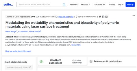 [citation Report] Modulating The Wettability Characteristics And Bioactivity Of Polymeric