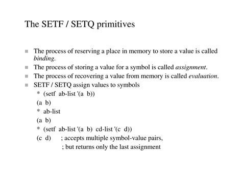 Ppt Understanding Lisp Primitives First Rest Car And Cdr