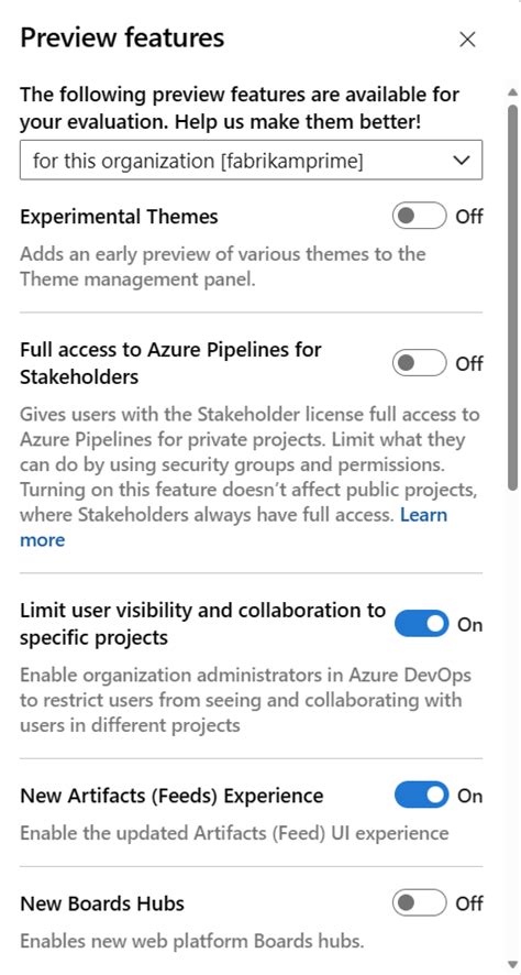 Manage Preview Features Azure Devops Services Microsoft Learn