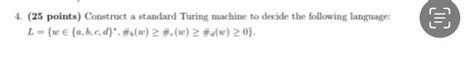 solved 4 25 points construct a standard turing machine to