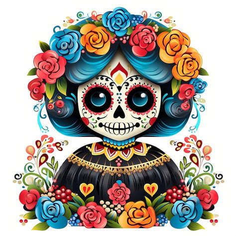 Calaveras Y Flores Dia De Los Muertos 30 Imagen Premium Generada Con Ia