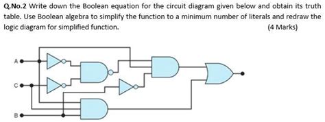 solved qno 2 write down the boolean equation for the circuit diagram