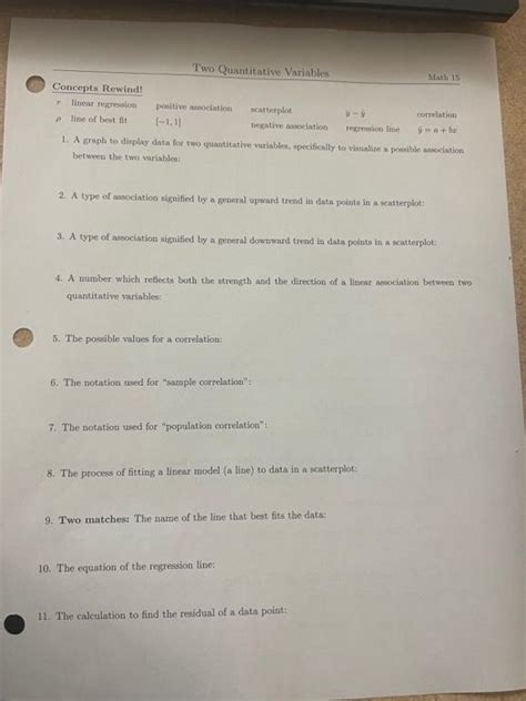 Solved Two Quantitative Variables Concepts Rewindt R Linear