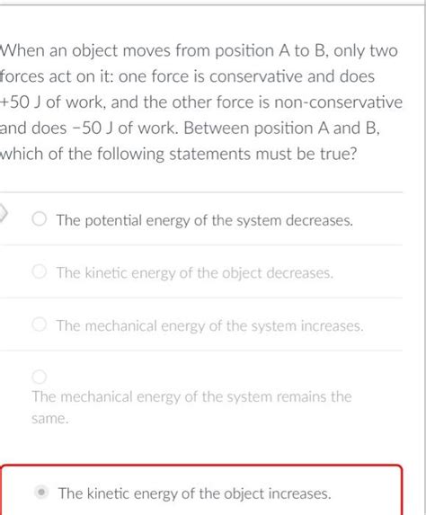 Solved When An Object Moves From Position A To B Only Two