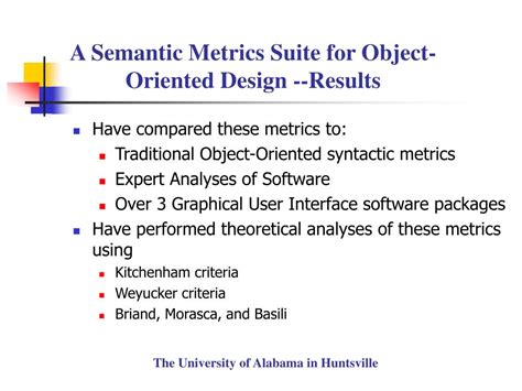 Ppt Examining A Semantic Metrics Suite For Object Oriented Design