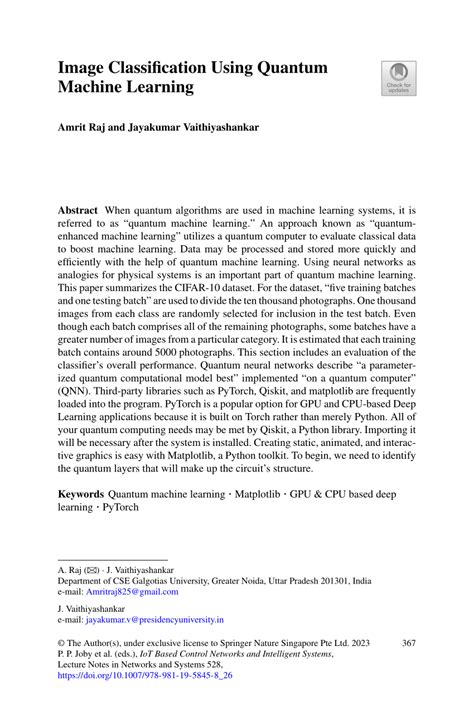 Pdf Image Classification Using Quantum Machine Learning