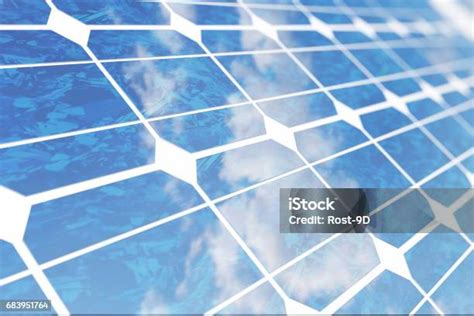 3d 그림 리플렉션을 맑은 하늘에 태양 전지 패널 신 재생 에너지에 대 한 태양광 모듈의 배경입니다 0명에 대한 스톡 벡터 아트 및 기타 이미지 Istock