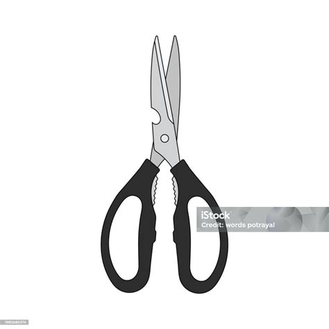 아이 그림 만화 벡터 일러스트 레이 션 다목적 주방 가위 낙서 스타일에서 고립 가위에 대한 스톡 벡터 아트 및 기타 이미지 가위 강철 고기 Istock