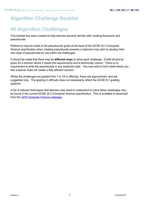 Ocr Gcse 9 1 Computer Science Scratch Explanation Worksheet Docslib