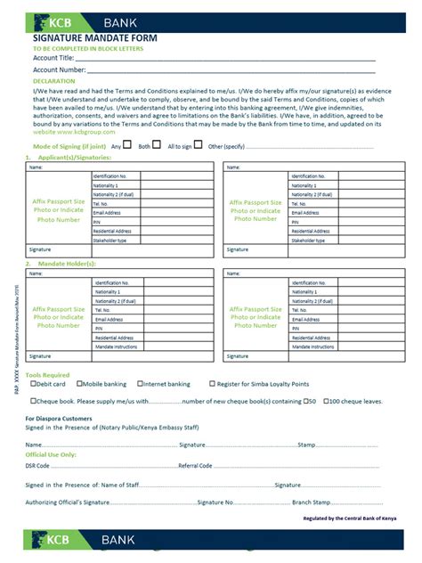 Signature Mandate Form Pdf Identity Document Signature