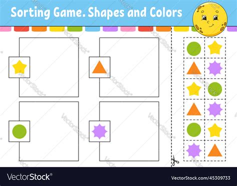Sorting Game Shapes And Colors Cut Glue Royalty Free Vector