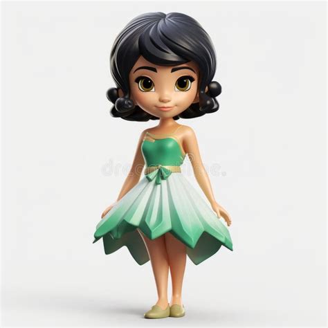 Delicately Detailed 3d Cartoon Princess Jasmine Character Design Stock