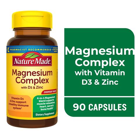 Nature Made Magnesium Complex With Vitamin D And Zinc Capsules Magnesium Supplement 90 Ct