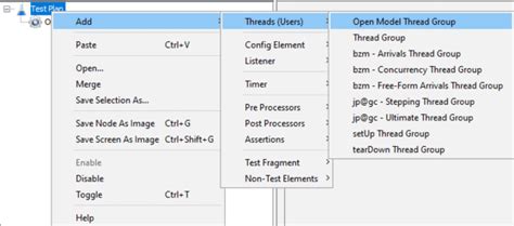 Open Model Thread Group In JMeter