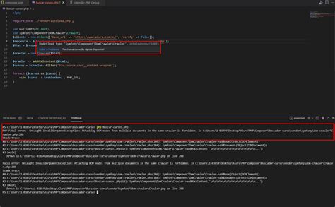 ERRO NO CRAWLER PHP Composer Dependências Autoload e Publicação Alura Cursos online de