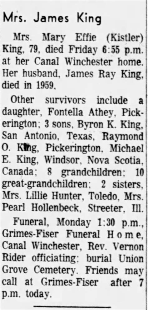 Obituary For Mary Effie King ™