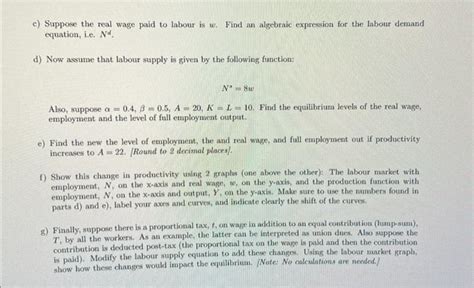 Solved Question 2 The Aggregate Production Function And