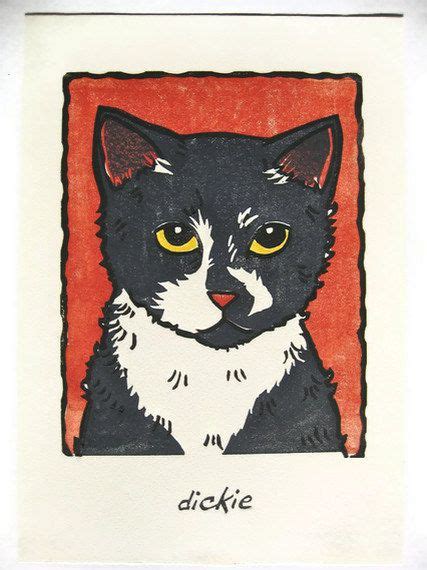 Cat Portrait Dickie Linoleum Print