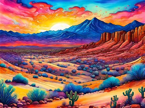 New Mexico Desert Generative Ai Stock Illustration Illustration Of