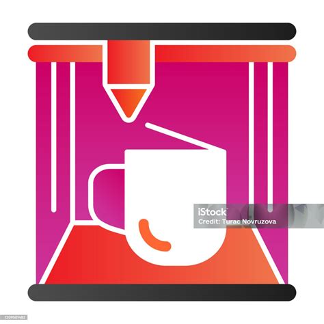 3d 프린팅 컵 플랫 아이콘입니다 트렌디 한 플랫 스타일의 3d 머그컵 인쇄 색상 아이콘 웹 및 응용 프로그램을 위해 설계된 3 차원 컵 인쇄 그라데이션 스타일 디자인