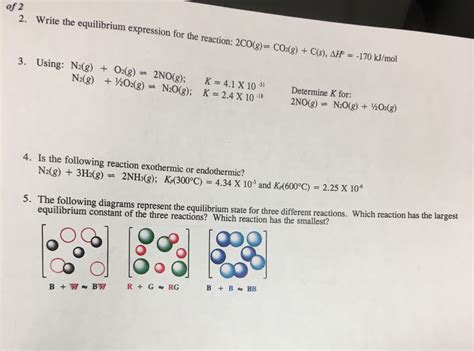 Solved Write The Equilibrium Expression For The Reaction