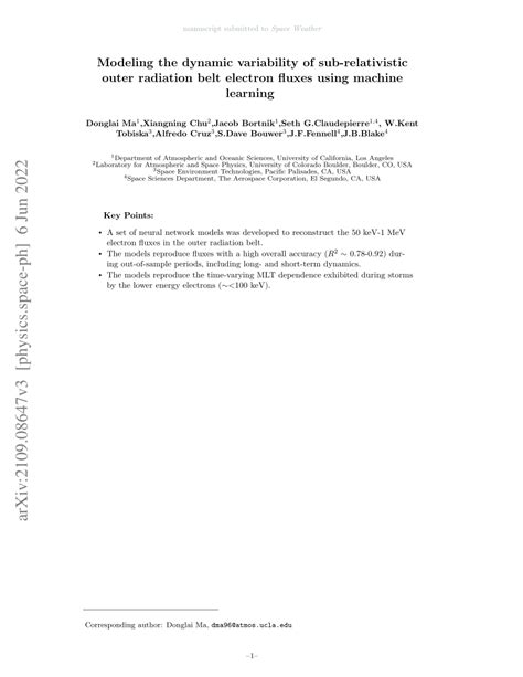Pdf Modeling The Dynamic Variability Of Sub Relativistic Outer Radiation Belt Electron Fluxes