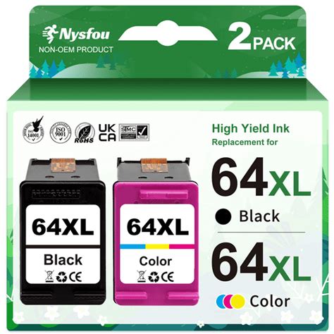 Nysfou 64xl Ink Cartridges Black And Tri Color High Yield Compatible