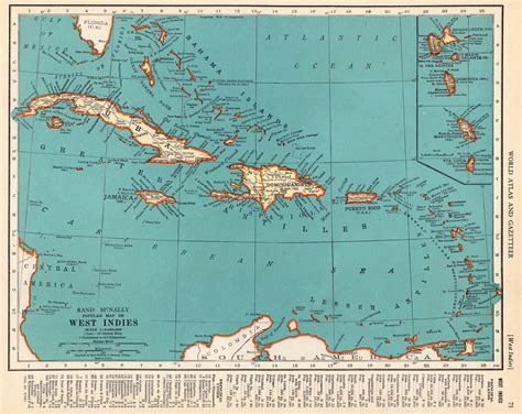 An Old Map Of The British Virgin Islands And Part Of The West Atlantic
