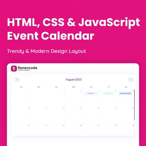 Free Download Html Css And Javascript Event Calendar Renexcode Top