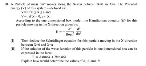 Solved A Particle Of Mass M Moves Along The X Axis Chegg Com