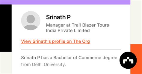 Srinath P Manager At Trail Blazer Tours India Private Limited The Org