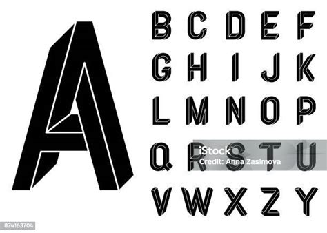 불가능 한 도형 편지입니다 불가능 한 모양 폰트입니다 낮은 폴 리 3d 캐릭터입니다 기하학적 인 글꼴입니다 아이소메트릭 그래픽 3d Abc 흰색 바탕에 검은 편지 벡터