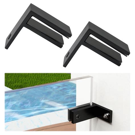 Muzata 2pack Black Wall To Glass Clamp 90 Degrees Glass