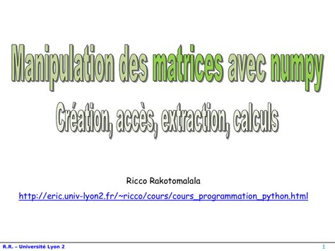 les matrices avec numpy