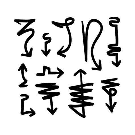 Premium Vector Collection Hand Drawn Arrows Set Simple Arrows