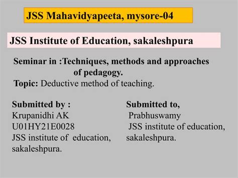 Inductive And Deductive Method Of Teaching Pptx