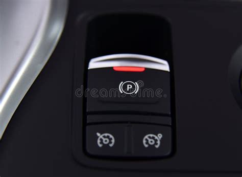 Button To Activate The Electric Parking Brake On The Car Stock Image