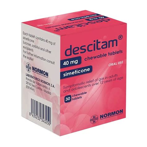 Descitam Simeticone 40mg Chewable Tablets Gas Discomfort Medilife