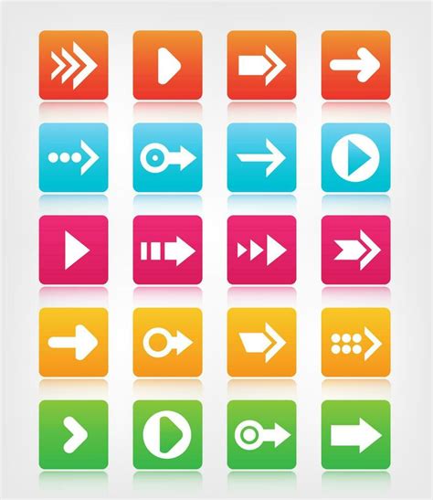 Set Of Arrow Navigation Colorful Buttons Icons Vector Art At Vecteezy