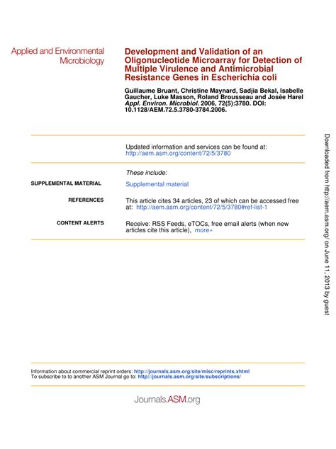 Pdf Development And Validation Of An Oligonucleotide Microarray For Detection Of Multiple