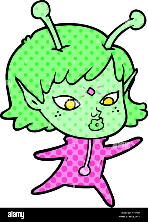 Pretty Cartoon Alien Girl Stock Vector Image And Art Alamy
