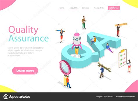 Isometric Flat Vector Landing Page Template Of Qa Quality Assurance Stock Vector Image By