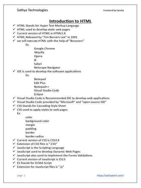 Html Css Js Notes Pdf Html Element Html5